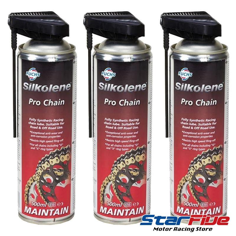 フックス チェーンオイル プロチェーン 100%化学合成 FUCHS Silkolene Pro Chain 500ml レッド缶 3本セット ...