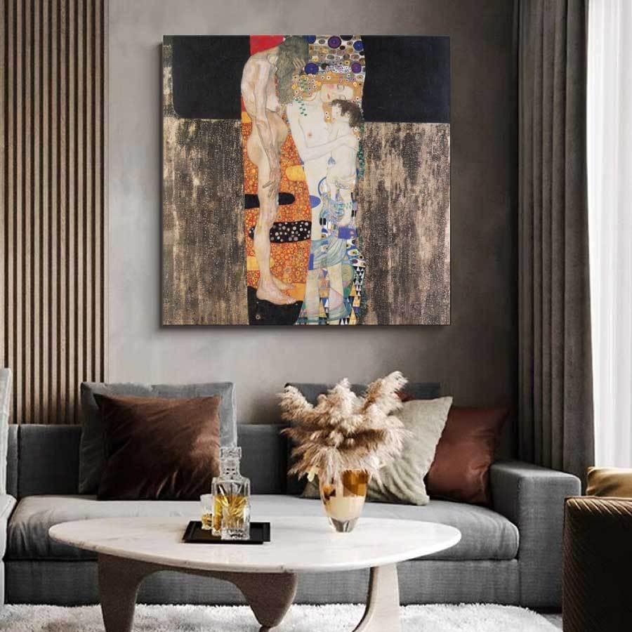 グスタフ クリムト 人生の三段階 名画 60cm×60cm インテリア 装飾 ホテル カフェ リビング ファブリック オシャレ アートパネル 送料無料 : STARABA - 通販 ...