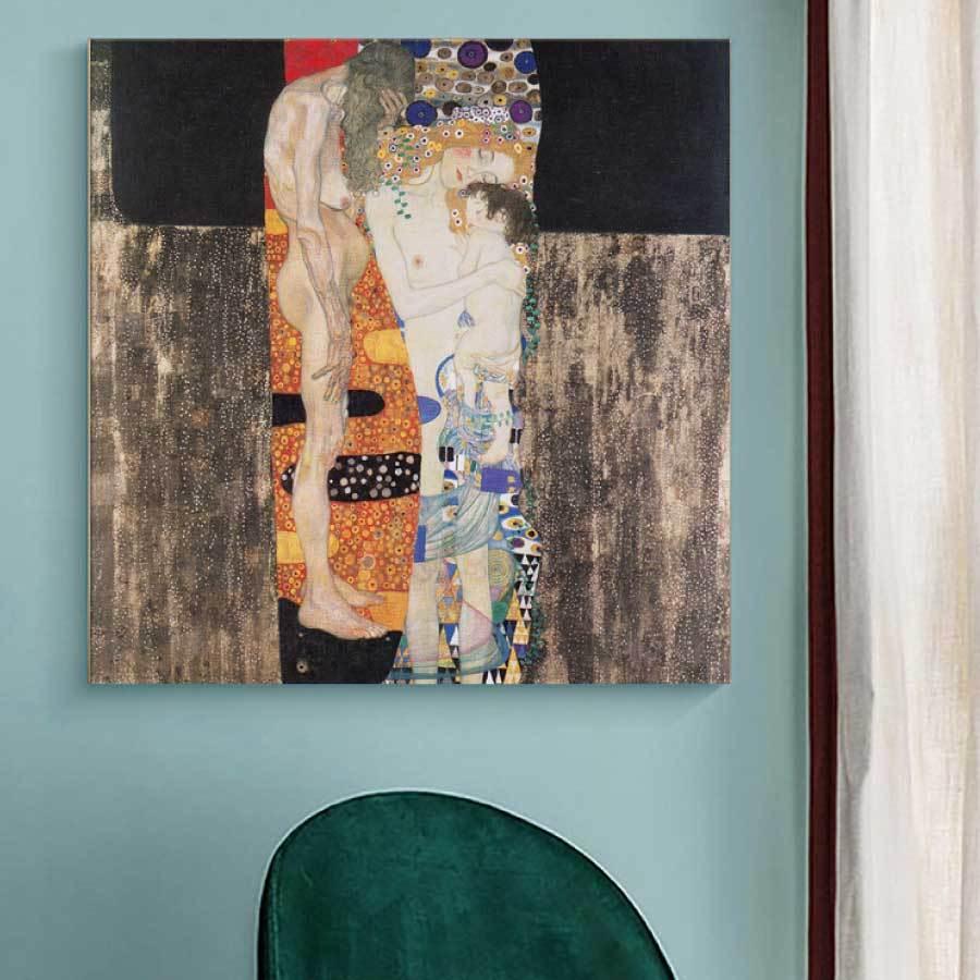 グスタフ クリムト 人生の三段階 名画 60cm×60cm インテリア 装飾 ホテル カフェ リビング ファブリック オシャレ アートパネル 送料無料 : STARABA - 通販 ...