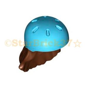 LEGO（レゴ） パーツ ばら売り #2137pb02 電動キックボードヘルメット(レディシュブラウンの髪の毛)：ミディアムアジュール ...