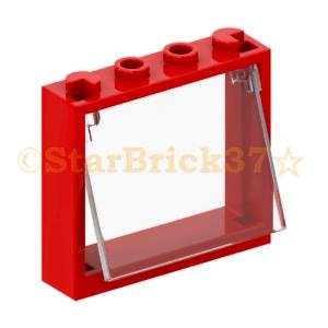 LEGO レゴ パーツ ばら売り #60594 #60603 窓枠1×4×3と窓ガラス1×4×3セット：レッド×クリア : レゴパーツ販売 ...