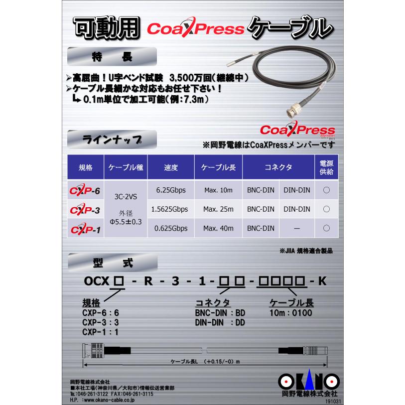 可動用 CoaXPress ケーブル CXP-6 5m 黒色 OCX6-R-1-BD-0050-K【在庫品】 : スターケーブルYahoo ...