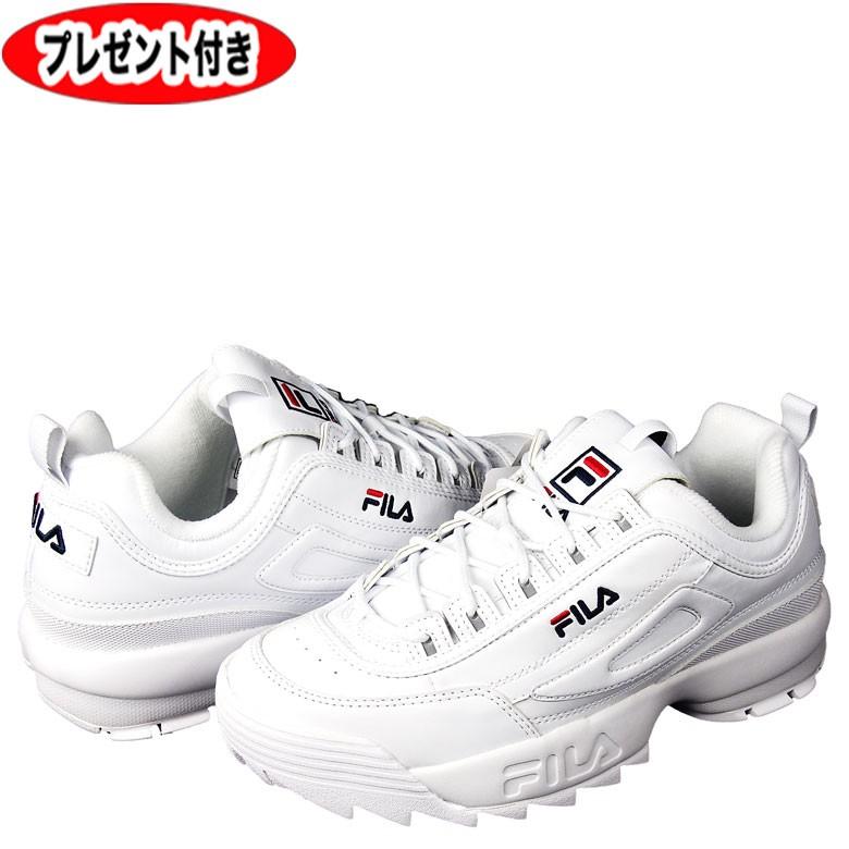 FILA フィラ スニーカー F0215 ディスラプター 2 白 WHITE ホワイト メンズ プレゼント付 シューズ ローカット ミドル ...