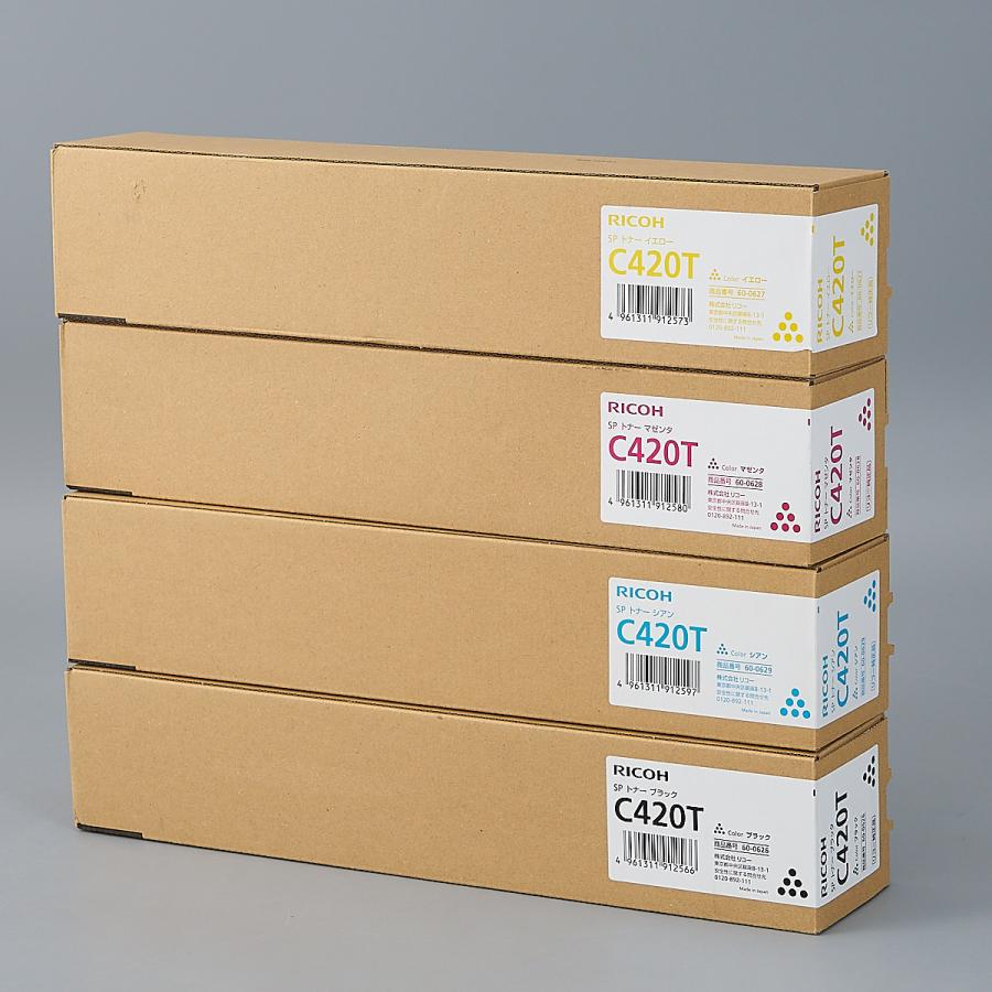 送料無料!! RICOH SPトナー C420T ブラック 60-0626 シアン 60-0629 マゼンタ 60-0628 イエロー 60-0627 4色セット 純正1 : ...