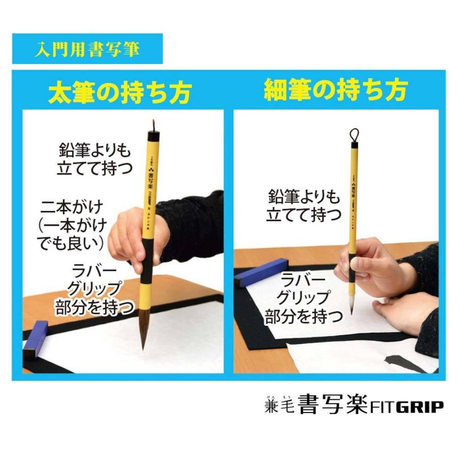 あかしや 書道用筆 3号 兼毛書写楽 FITGRIP 心 AL-F102 太筆 入門 初級 小学生 中学生 習字 兼毛 人造毛 茶毛 黒軸 ブラック 男の子 女の子 奈良筆老舗 :AL ...