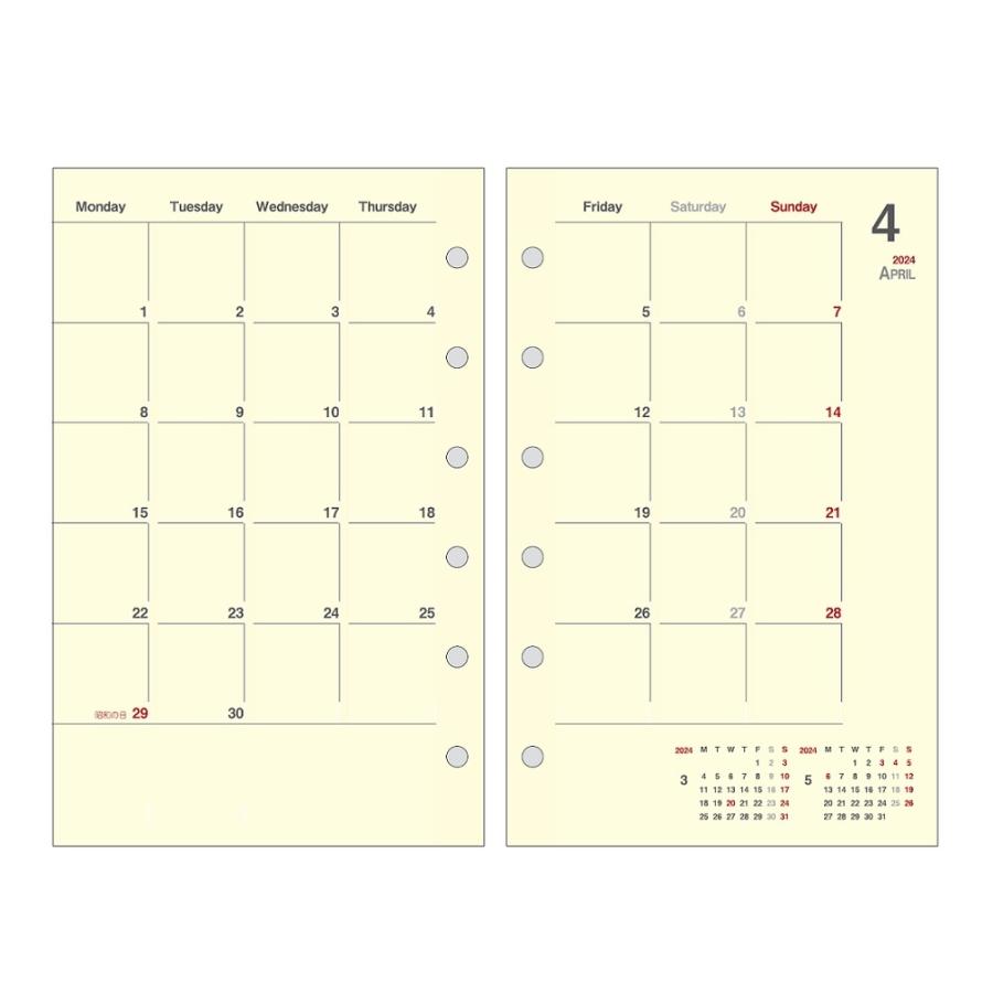 ダイゴー 2024年1月始まり システム手帳リフィル ミニサイズ6穴 見開き2週間 E1353 : ステーショナリーグッズ - 通販 ...