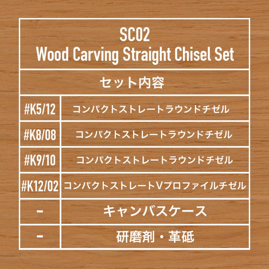 ビーバークラフト SC02 ウッドカービングストレートチゼルセットケース付 Wood Carving Straight Chisel Set ...