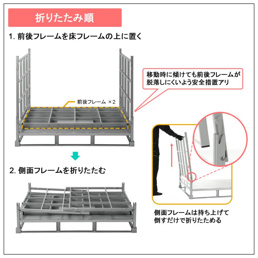 【3台セット】折り畳みパレット 1200×1000×H750 シルバー FP-1210-SV-3 : 工場備品のスチールプロ - 通販 - Yahoo!ショッピング