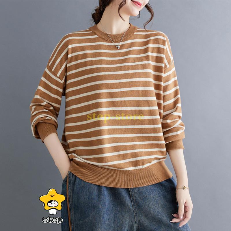 トレーナー レディース トップス パーカー 長袖 ストライプ柄