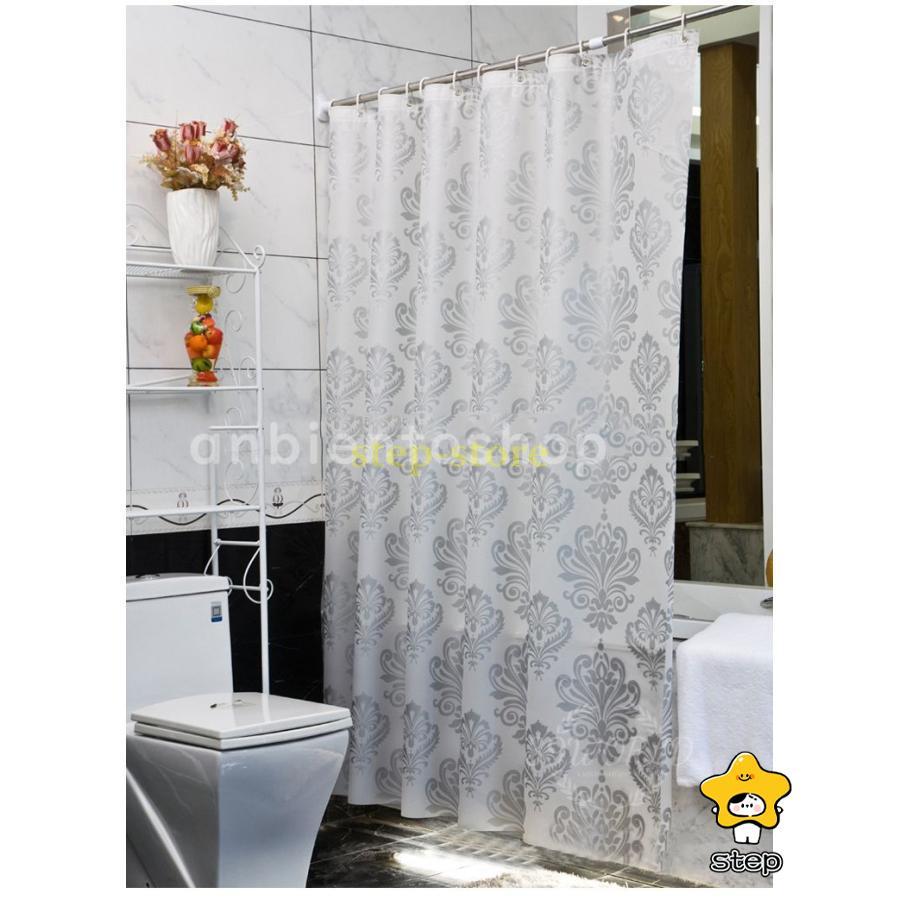 シャワーカーテン バスカーテン ビニールカーテン 防カビ 防水 浴室 バスルーム 風呂 ユニットバス 厚手 風呂カーテン 花柄 ホワイト 180*180cm : ml1130-yl89 ...