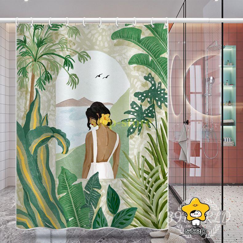 シャワーカーテン カーテン リング付き 防水 防カビ 幅120cm 丈180cm ユニットバス 浴室 仕切り 洗面所 玄関 押し入れ 目隠し : ml1130-yl924 : ステップワン ...