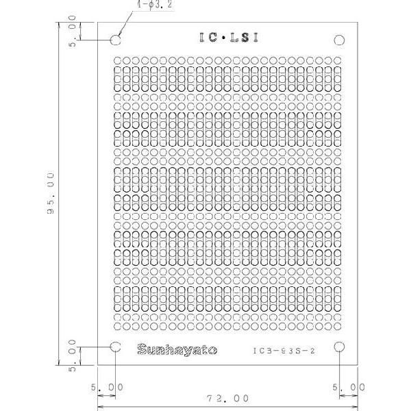 サンハヤト 基板 ICB-93S-2 小型ユニバーサル基板 片面・紙フェノール1.6t・95×72mm : ファーストステップ - 通販 - Yahoo!ショッピング