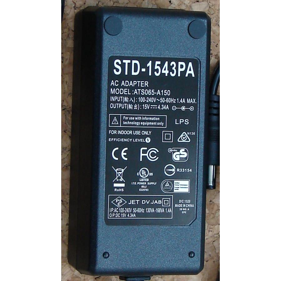 海外/国内 スイッチング ACアダプター STD-1543PA 15V 4.3 A DCプラグ（外形5.5mm内径2.1mm）（ACーブル1 ...