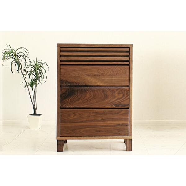 62cm幅 ローチェスト 4段 チェスト 完成品 脚付 収納タンス 箪笥 リビング収納 北欧 モダン ナチュラル 収納家具 引き出し フルオープンレール ウォールナット : 訳ありアウトレット ...