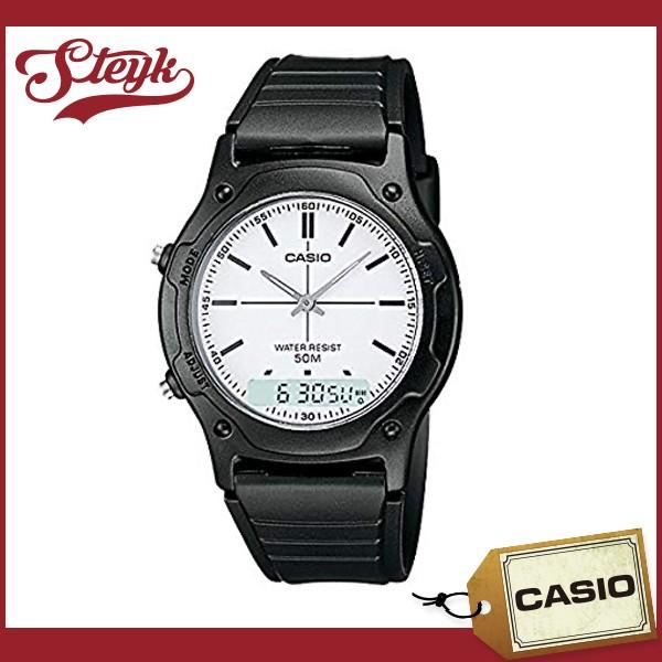 スタンダードアナデジ CASIO AW-49H-7E カシオ 腕時計 アナデジ スタンダード メンズ ブラック ホワイト : STEYK ...
