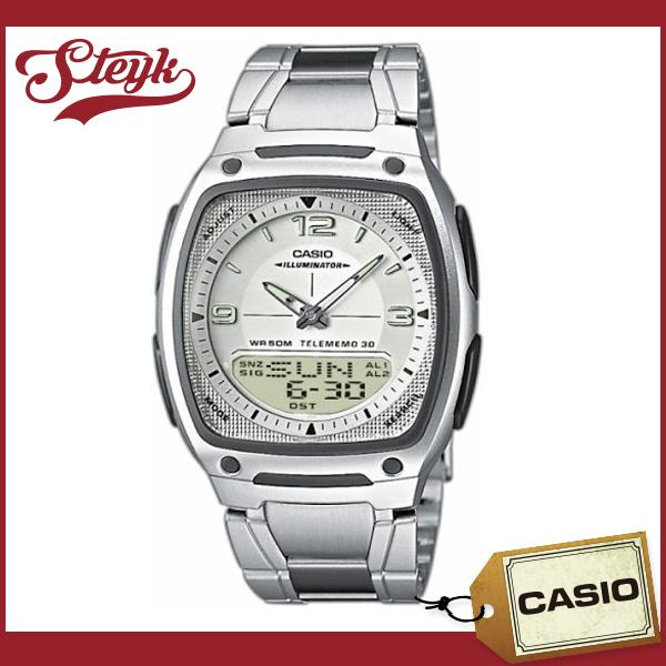 スタンダードアナデジ CASIO AW-81D-7A カシオ 腕時計 アナデジ スタンダード テレメモ メンズ ホワイト シルバー ...