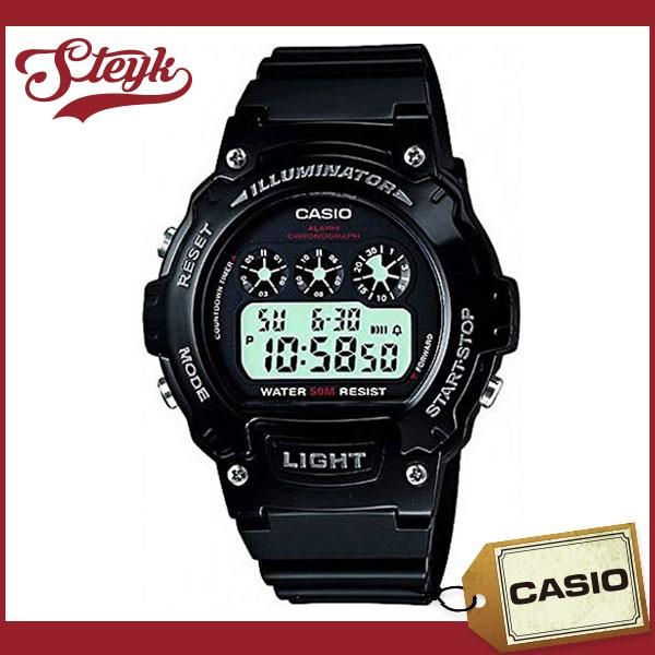 CASIO W-214HC-1A カシオ 腕時計 デジタル STANDARD スタンダード メンズ ブラック シルバー : casio-w ...