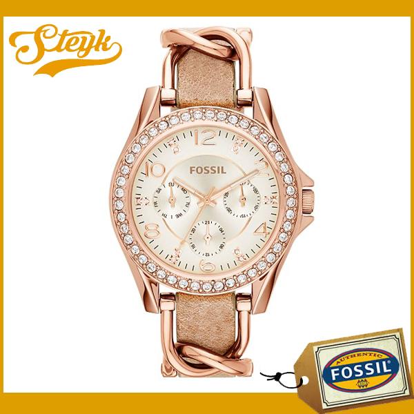 FOSSIL ES3466 フォッシル 腕時計 アナログ Riley ライリー クリスタル レディース ホワイト ローズゴールド ベージュ ...