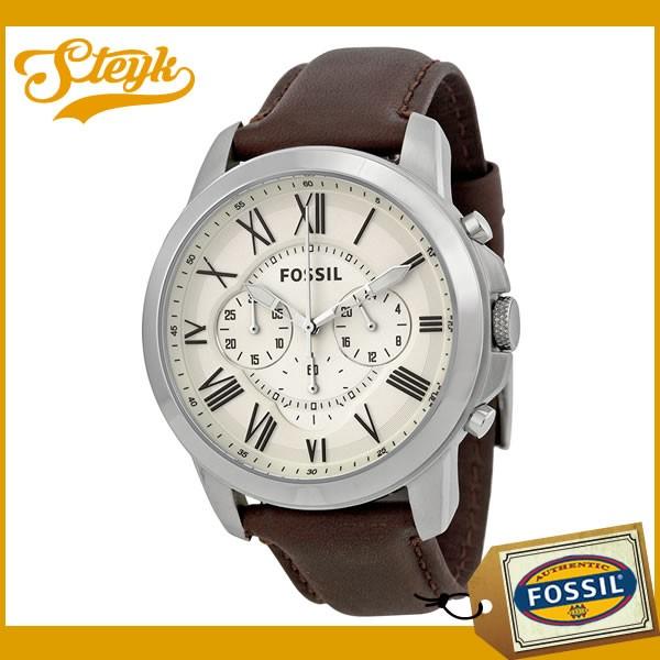 FOSSIL FS4735 フォッシル 腕時計 アナログ Grant グラント メンズ ホワイト ブラウン シルバー : STEYK - 通販 - Yahoo!ショッピング