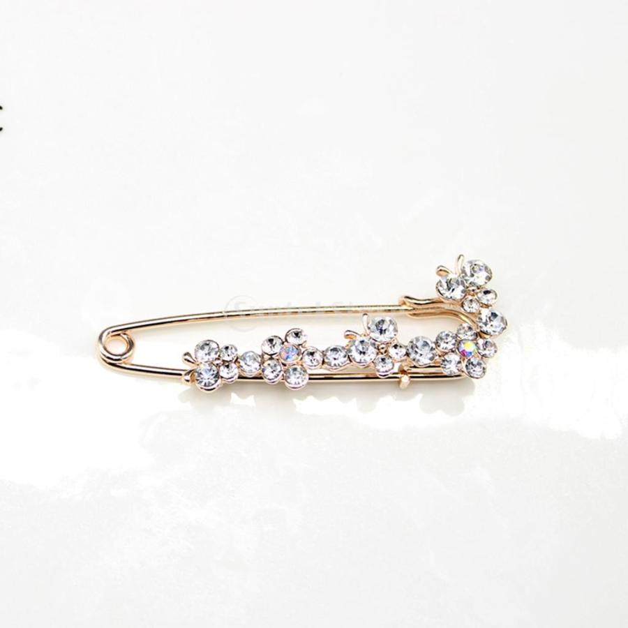 女性 ブローチ 安全ピン 人工クリスタル ショール スカーフ 贈り物 装飾 ローズゴールド 全6スタイル - style1 :56028147 ...