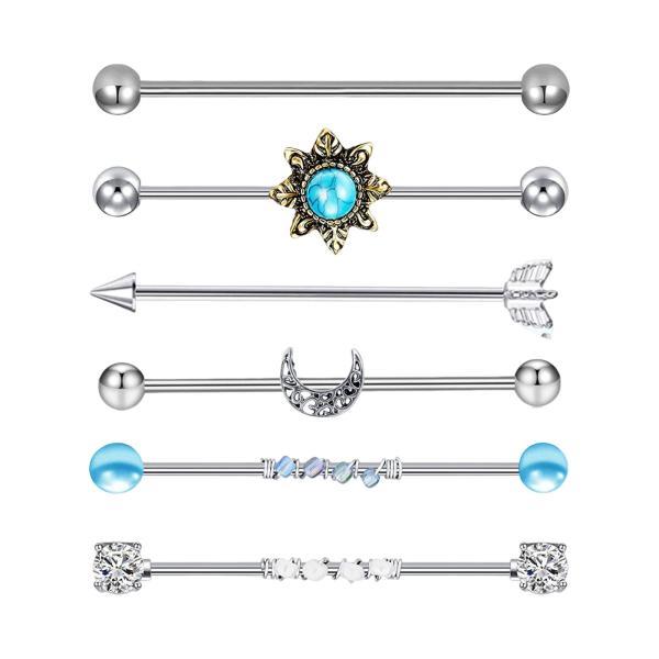 6x インダストリアル バーベル イヤリング ファッション 38mm 1 1/2インチ 14G 誕生日プレゼント用 : 56063476 : STKショップ - 通販 - Yahoo!ショッピング