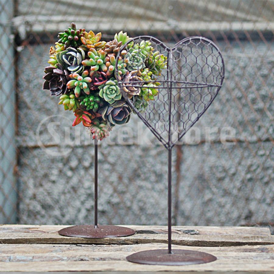 創造的 ハート型 スタンド 植木鉢 多肉植物 ハンギング プランター 植物 ホルダー 卓上 オフィス 屋外 装飾品 置物 アイアン製 ...