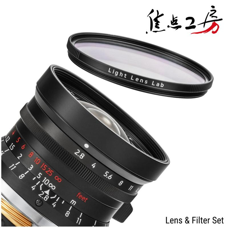 LIGHT LENS LAB M 28mm f/2.8 + E49 UV レンズフィルター セット ライカMマウント ブラックペイント 広角レンズ : lll-28m-b-l-uv-e49-b ...