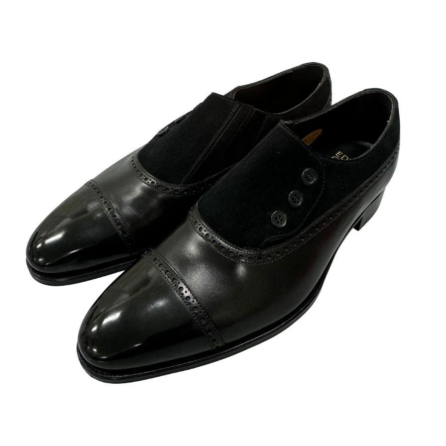 エドワードグリーン レザーシューズ メリルボーン ボタン 915ラスト メンズ サイズUK8 ブラック EDWARD GREEN ...