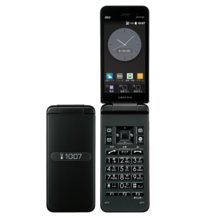 KYOCERA SIMロック解除済み 京セラ au エーユー ガラケー GRATINA 4G KYF42 ブラック 白ロム SIMフリー ...