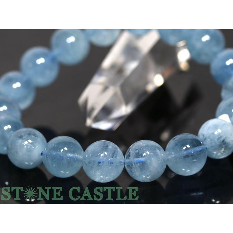 石流通センター 高級一点物 天然石 ブレスレット サンタマリアアクアマリン (7A) 6495F (約11〜11.5mm) (鑑別書付 ...