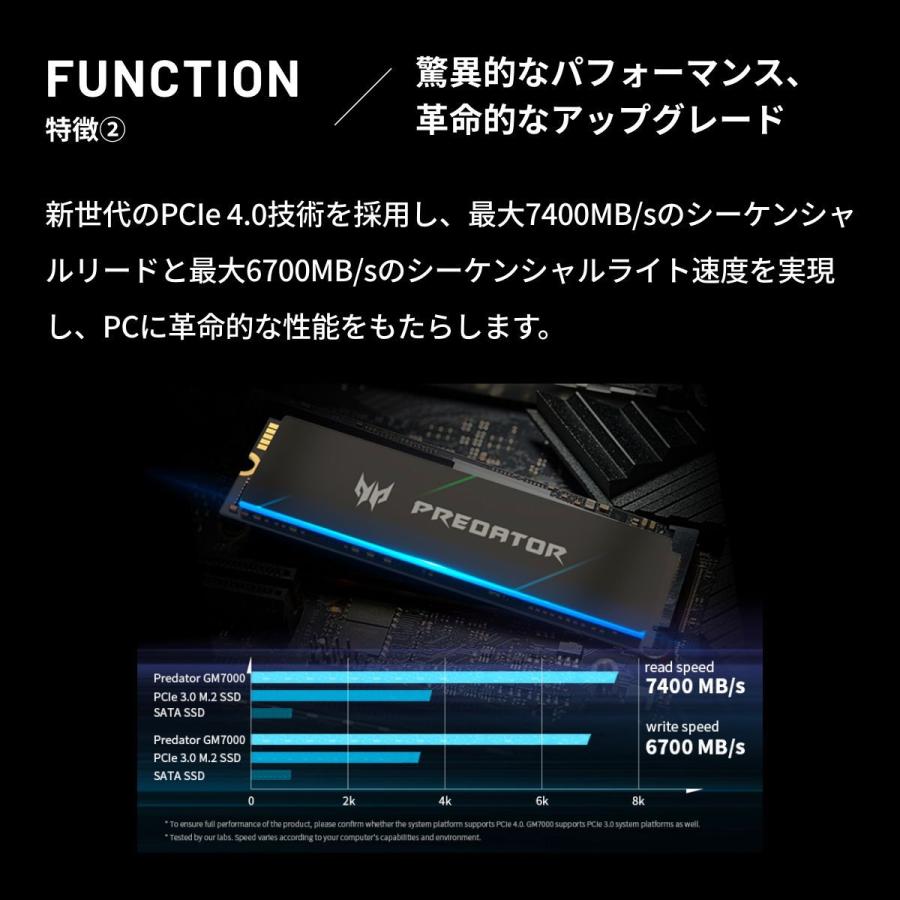 acer PREDATOR Acer SSD 2TB M.2 2280 PCle Gen4x4 ヒートシンク 冷却パッド 内蔵型 正規品 5年保証 GM7000-2TB : ストレージメディア ...