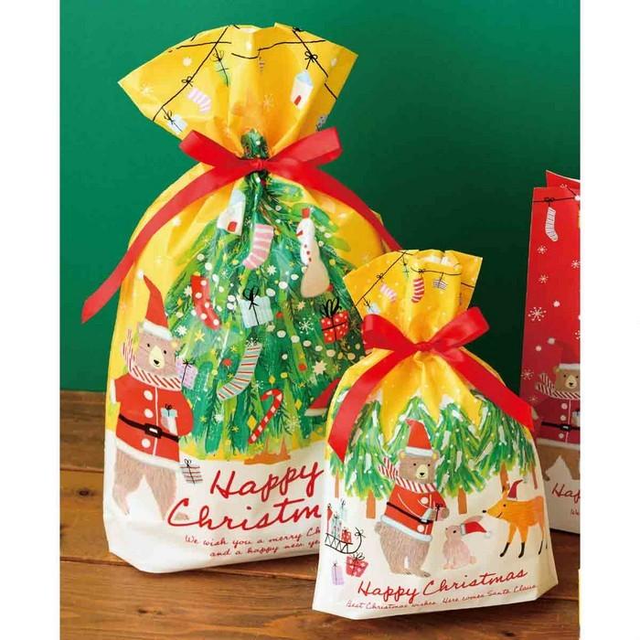 ストア・エキスプレス ラッピング 袋 ギフト かわいい_【20枚入り】クリスマスベアラー リボン付き巾着ギフトバッグ 24×35(25cm)cm_48-141-5-1_7412-940 ...