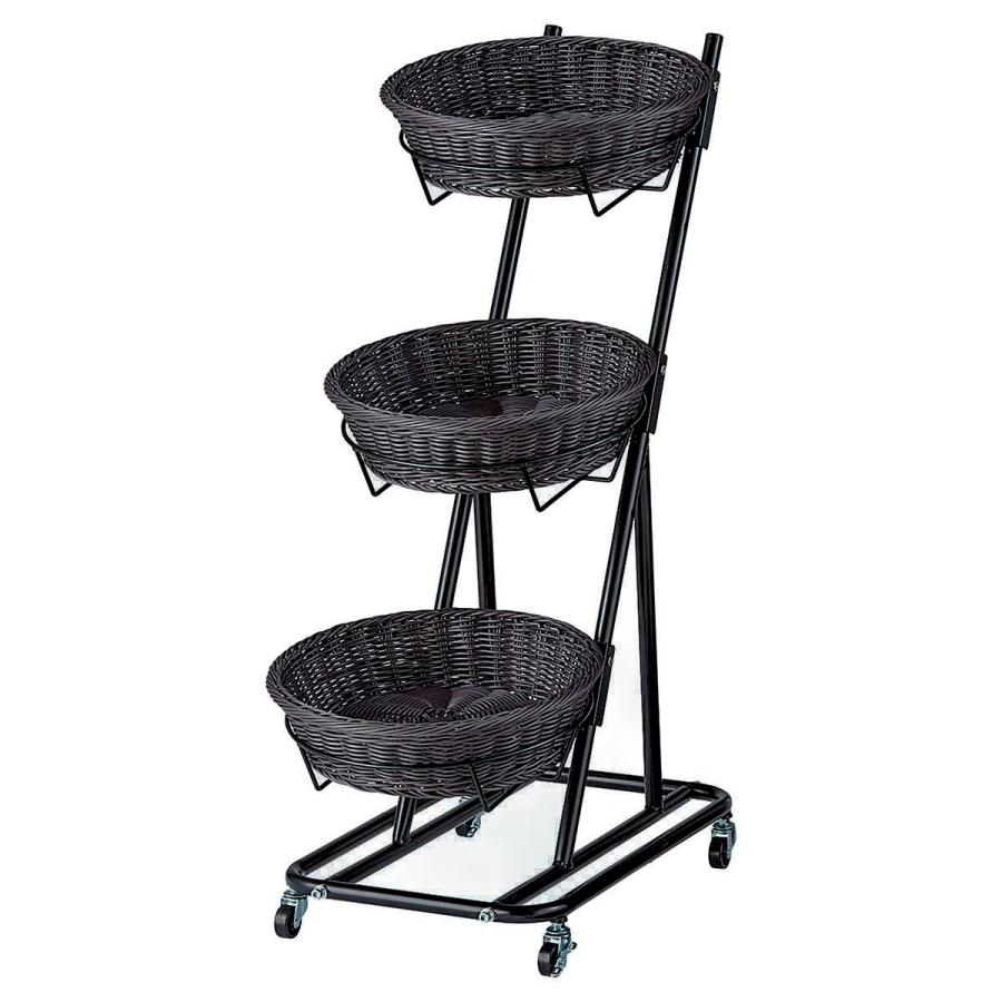 ストア・エキスプレス バスケット かご 収納 安い_PP製バスケット付き3段スタンド 丸型 ブラック 1台_61-798-89-11_5785-925 : ストア・エキスプレス-業務用店舗什器 ...