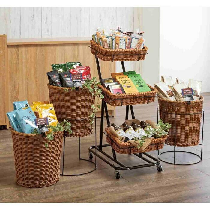 バスケット かご 収納 安い_PP製バスケット付き3段スタンド 角型 ナチュラル 1台_61-798-90-1_5785-906 : 61-798-90-1 : ストア・エキスプレス-業務用 ...