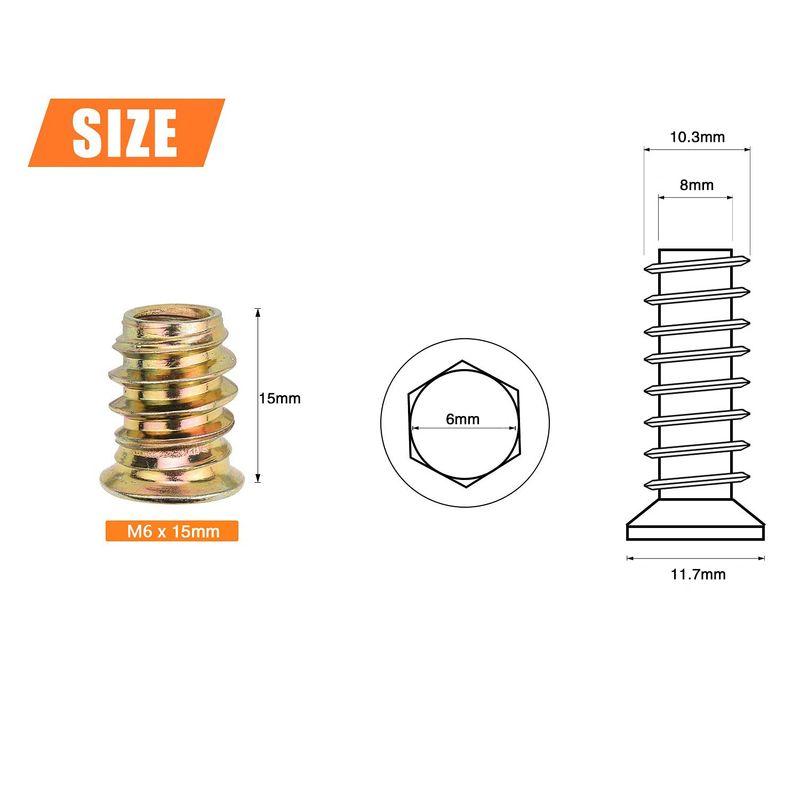 50個 埋め込みナット M6*15mm インサートナット ねじ込みタイプ 炭素鋼 家具 木工 DIY ジョイント パーツ 接合 金具 (M6 : 電脳ストア・黒猫のこんぶ - 通販 ...
