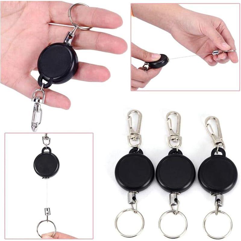 Orirya リールキーホルダー 強力 金属ワイヤー キーチェーン キーリール 金属二重リング カラビナ付 60Cm 伸びる キーリング A : 電脳ストア・黒猫のこんぶ - 通販 ...