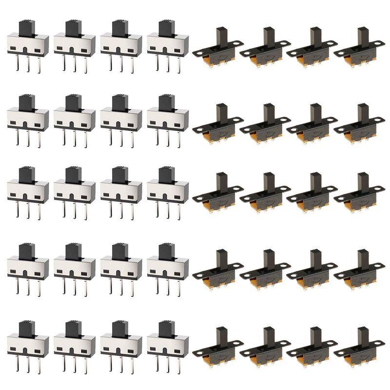Youmile 20個 垂直スライドスイッチ1P2T SPDT 3ピン2位置DC50V 0.5A SS12D10ハイノブマイクロスライドスイ ...