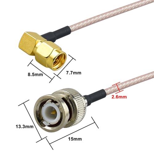 leeyovk BNC SMA 変換ケーブル オス - ケーブル 50cm RG316 同軸ケーブル 直角 L 型 変換コネクタ アンテナ変換ケーブル : ストアバンビ - 通販 ...