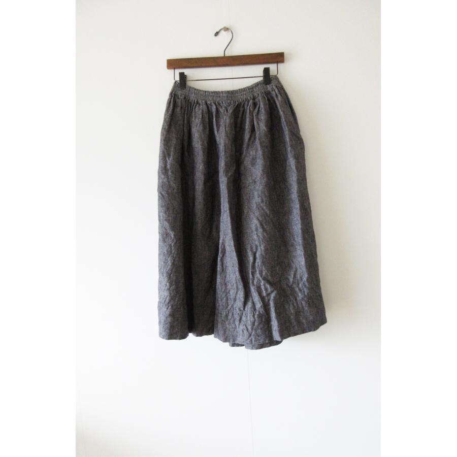 美品 Veritecoeur / ヴェリテクール VC-1008 リネンデニムスカート F NAVY イージースカート 麻 : USED ...