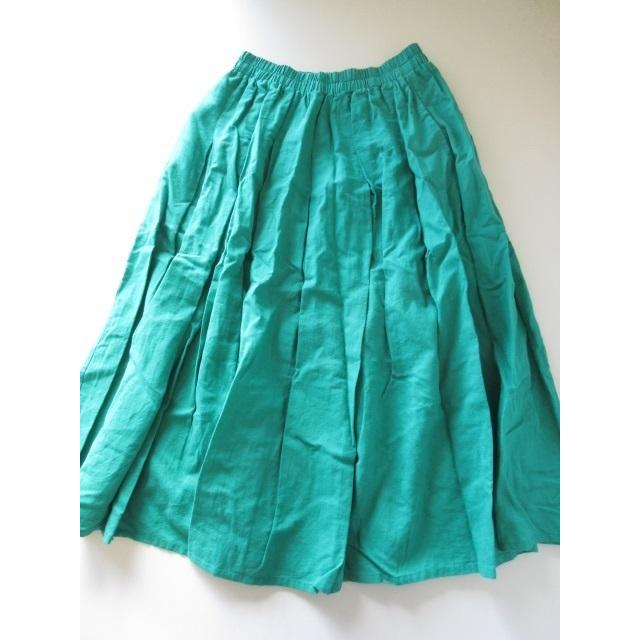 美品 2019SS marble SUD / マーブルシュッド 079M006083 Linen Tuck Skirt GREEN * リネン ...