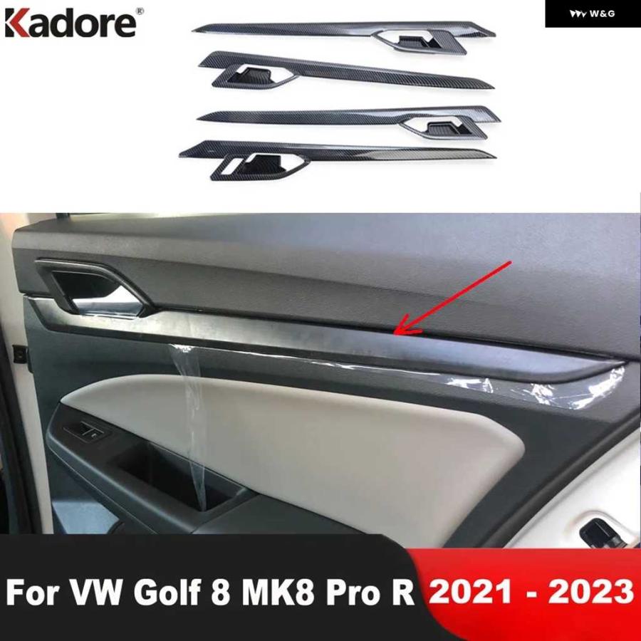 車内インナードアハンドル ボウルカバー トリム フォルクスワーゲン VW ゴルフ 8 MK8 PRO R 2021-23 カーボンインテリア アクセサリー カス : HANAstore車バイク ...