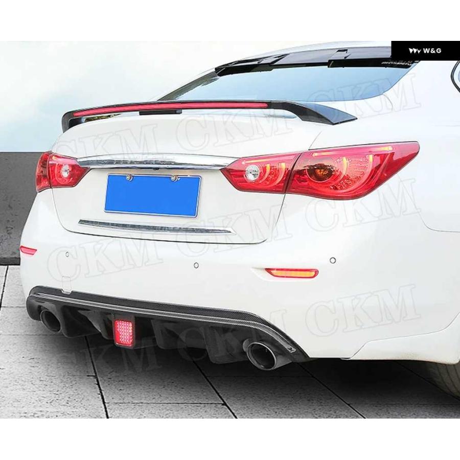 ABS カーボンルックリアバンパー リップ ディフューザーカバー LED ライト付きインフィニティ Q50 ベース スポーツ 2014-16 グロスブラック : HANAstore - 通販 ...