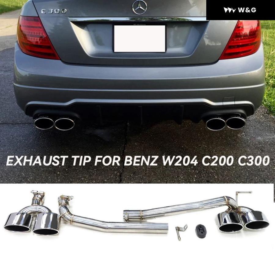 クワッドエキゾーストチップ ベンツ W204 C200 C180 C260 C63 M スポーツ 2008-2013 マフラー 304 ステンレス 排気 システム マフラーチップ ...