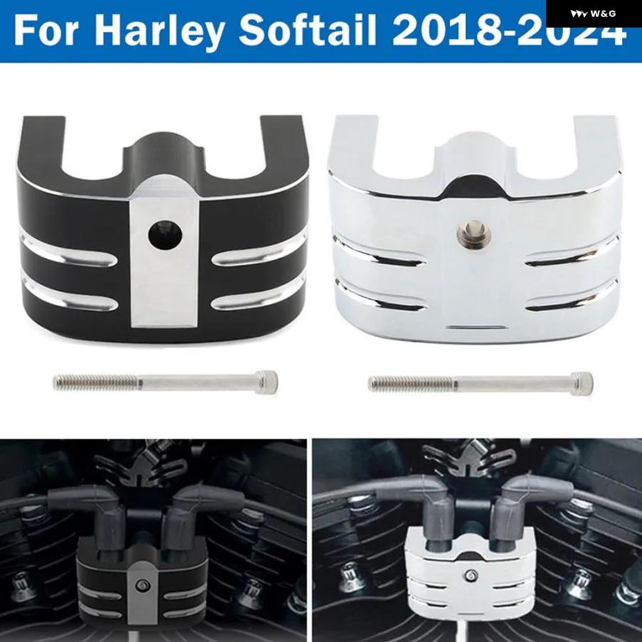オートバイ点火コイルカバー ハーレー ソフテイルブレイクアウトFXBRストリートボブ114 FXBBS 2018 2019-2024 ブラック/キャップ カスタム : HANAstore ...