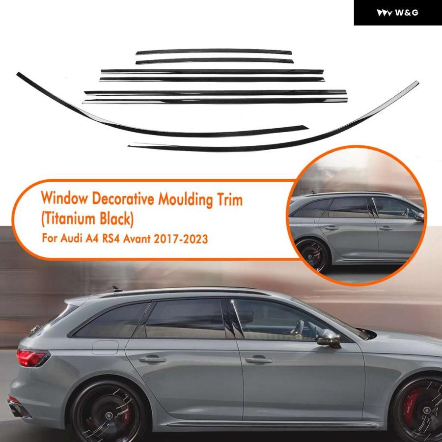 外窓トリム ストリップチタンブラック ドア 防水シールシェードモールディング 装飾 アウディ A4 RS4 アバント 2017-2023 カスタムパーツ : HANAstore - 通販 ...