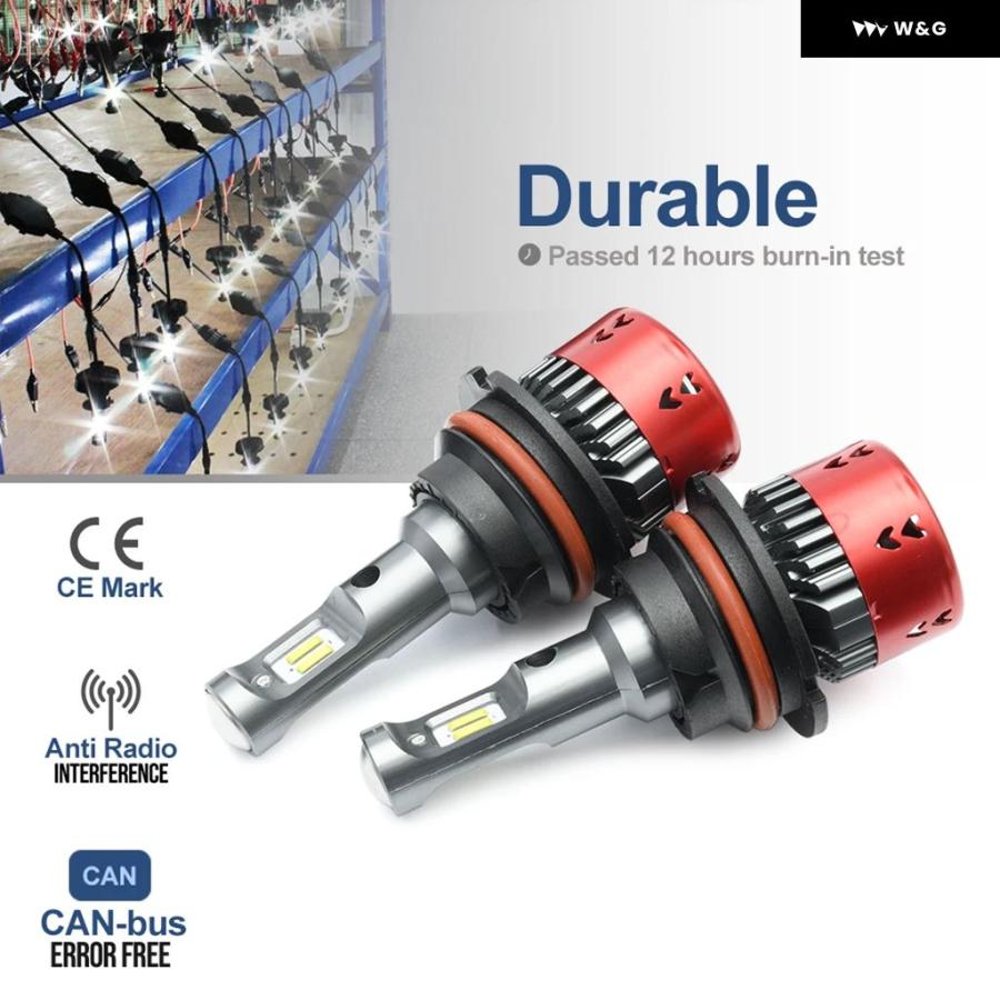 2個 9004 HB1 LED ヘッドライト 電球 1993-1998 ジープ グランドチェロキー ZJ リンカーン マークタウン HI/LO 高低ビーム 6500K ホワイト CANBUS ...