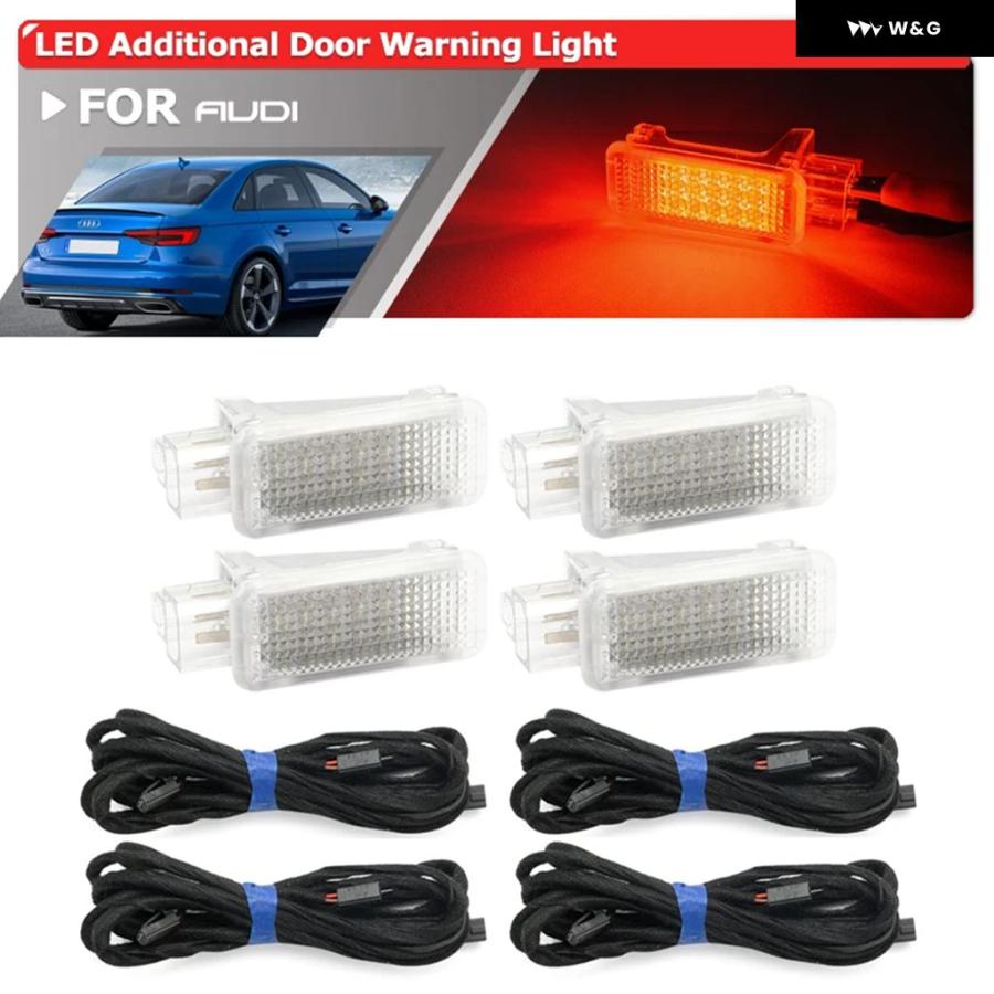 4X LEDドアライト配線 ハーネス アウディ A3 S3 RS3 A4 S4 RS4 B9 RS5 A6 S6 C8 A7 S7 RS7 ...