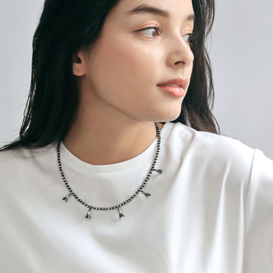 ERICKA NICOLAS BEGAY エリッカ ニコラス ビゲイ【4mm/45cm/s5】スカッシュブロッサム オキシダイズド ナバホパール ネックレス 燻加工 シルバー ...