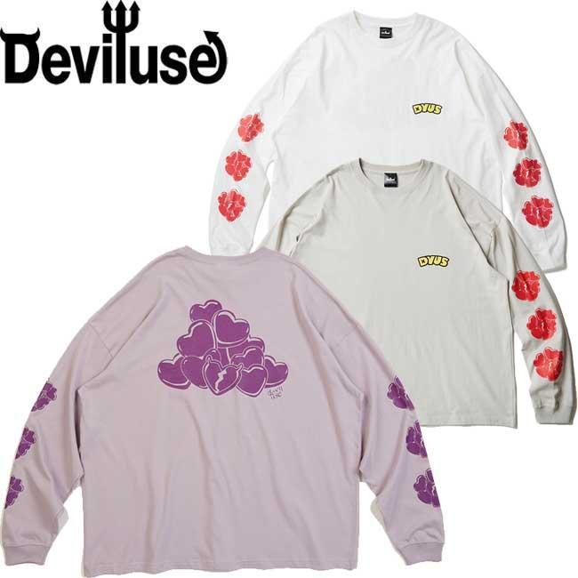 デビルユース Deviluse Stack Heart L/S T-Shirts L.Purple Silver White ロングスリーブ 長袖Tシャツ カットソー メンズ レディース ...