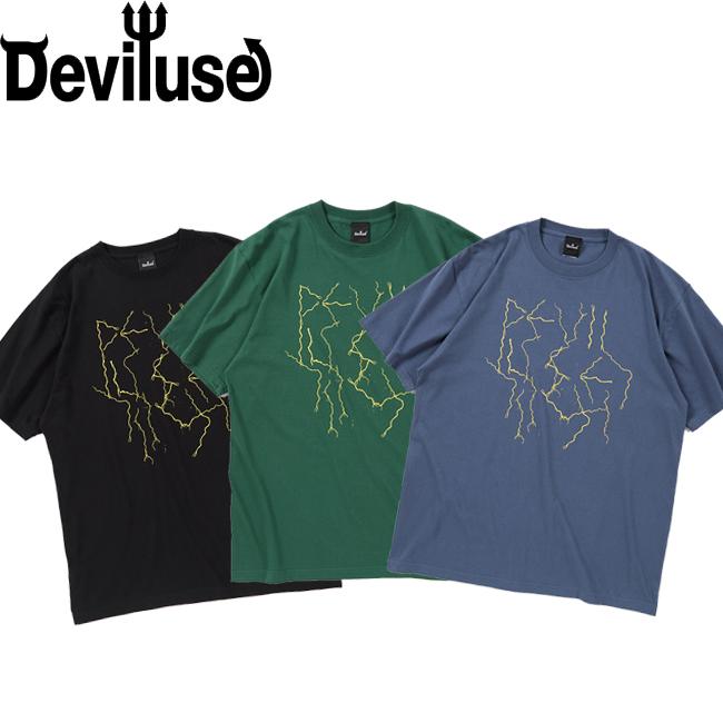 tシャツ Deviluse デビルユース Lightning S/S T-shirts Black Green Navy 半袖Tシャツ カットソー メンズ レディース : STORMY ...